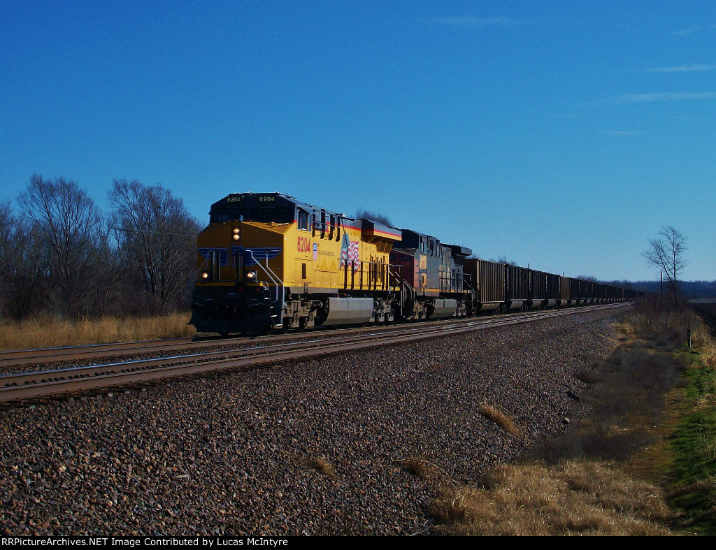 UP 8204 westbound UP empty coal train